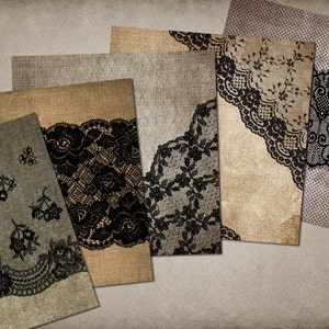Aged Linen and Lace Digital Paper, Distressed Texture, Grunge Textures ...