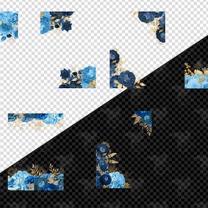 5x7 Blue and Gold Floral Overlays for Invitations, Planners, Journal ...