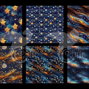 Starry Van Gogh Digital Paper, Seamless Starry Night Printable ...