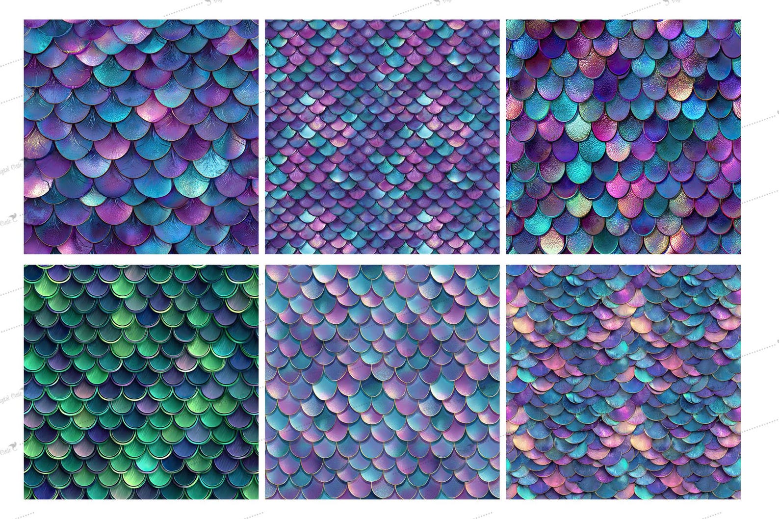 Shining Mermaid Scales Digital Paper, Seamless Scale Patterns (digital ...