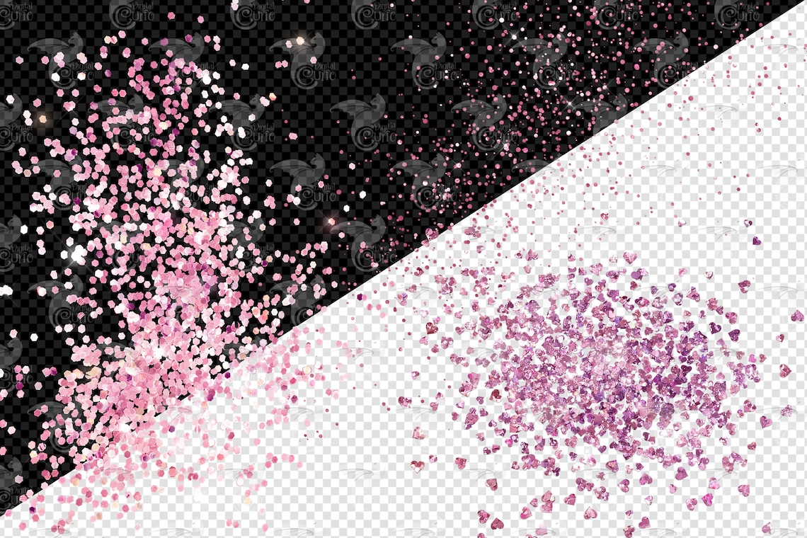 Pink Glitter Clipart Overlays Digital Instant Download - Etsy
