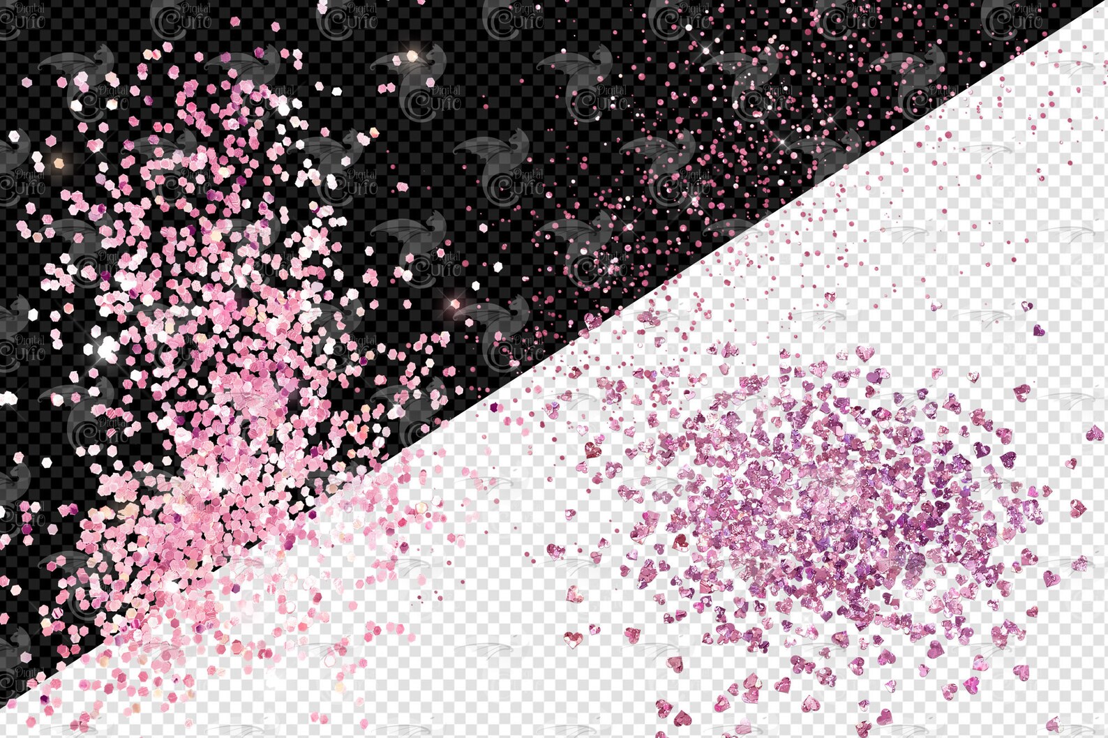 Pink Glitter Clipart Overlays Digital Instant Download - Etsy