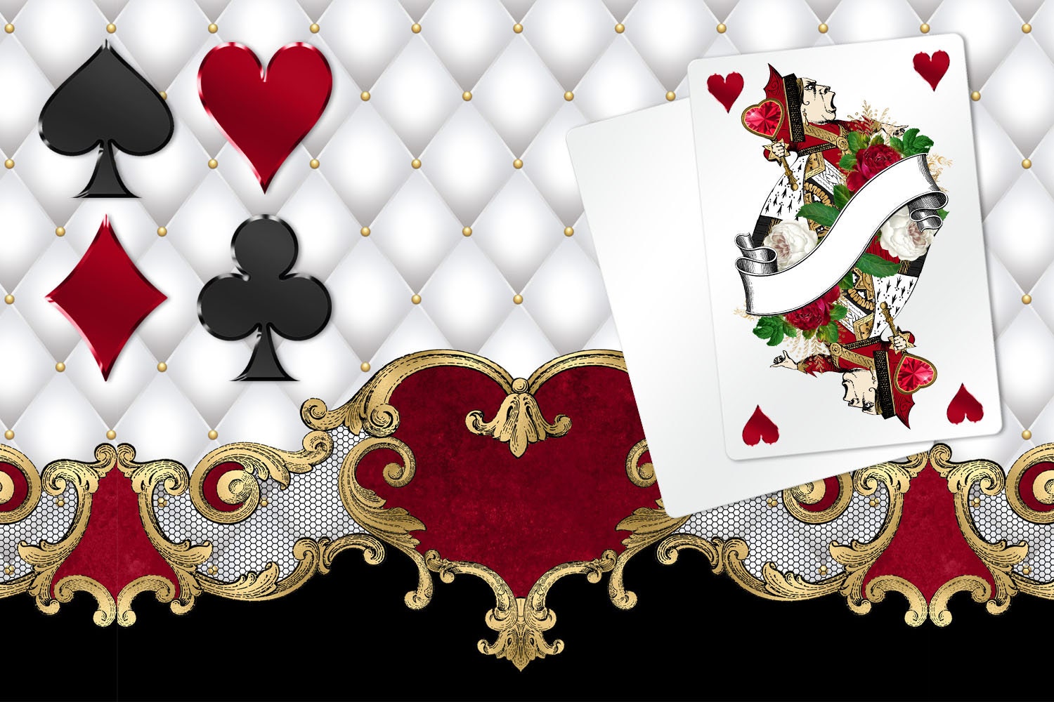 Queen of Hearts Digital Scrapbook Kit – Alice in Wonderland Clipart ...