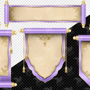 Lilac Scrolls Clipart - Digital Tapestry Clip Art for Magic Fantasy ...