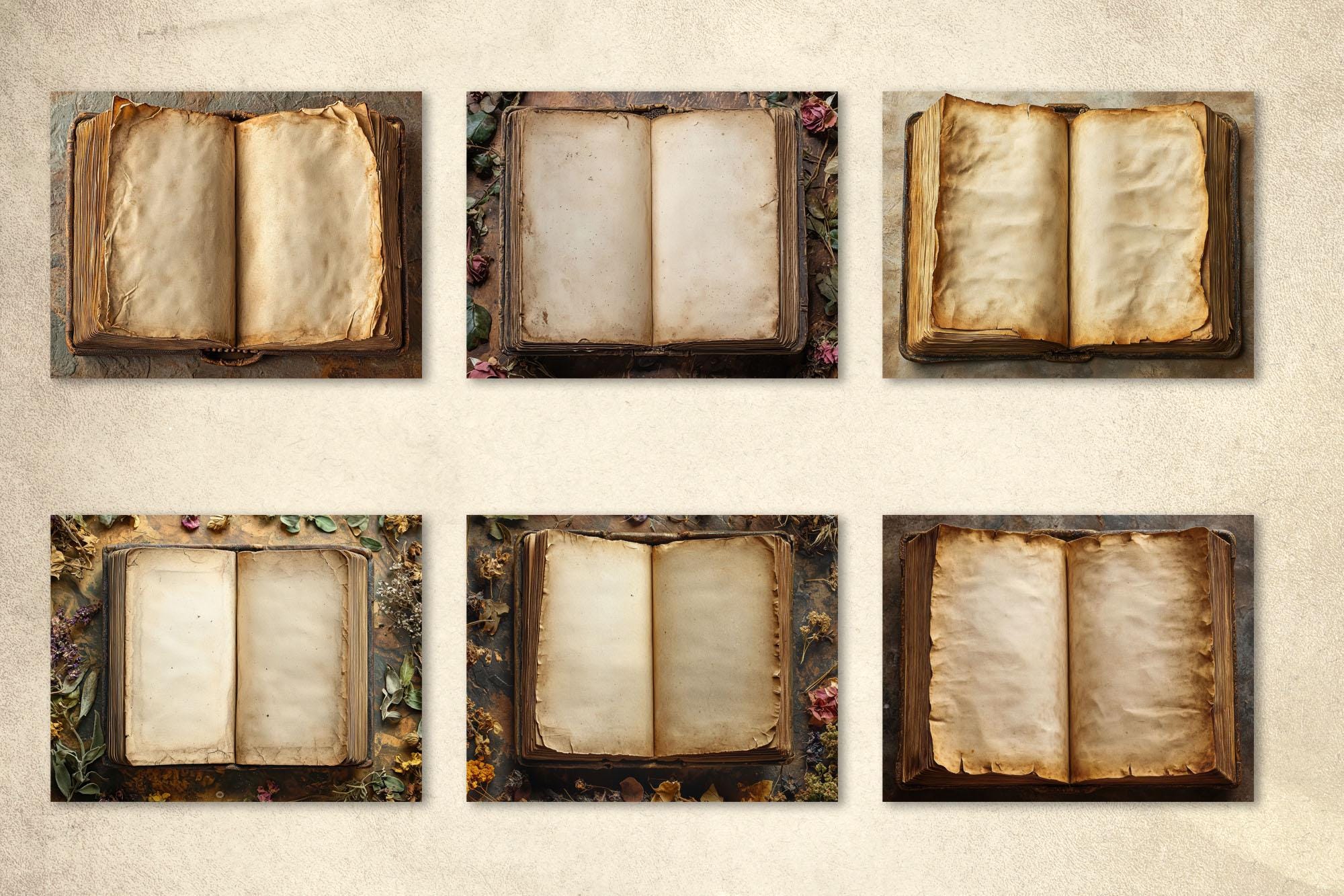 Old Open Books Journal Pages, Vintage Printable Paper (digital Download ...