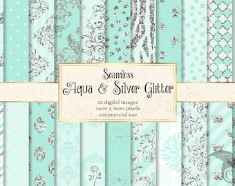 Aqua Scrapbook Paper | Etsy