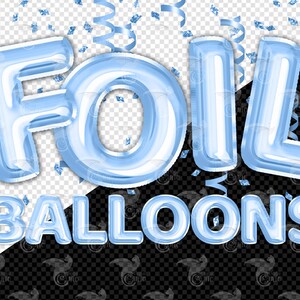 Blue Foil Balloon Alphabet Clip Art - Digital Instant Download Graphics ...