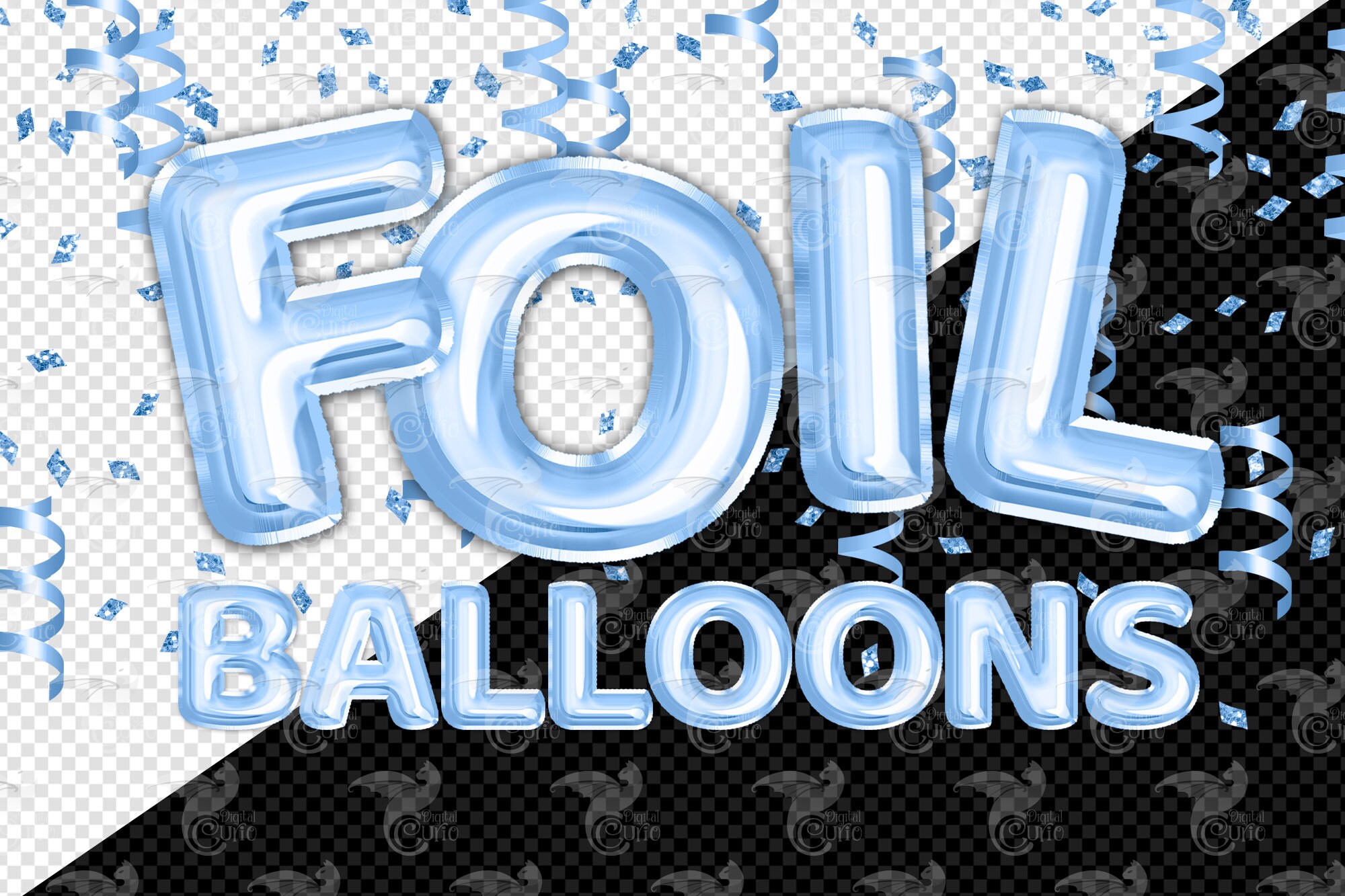 Blue Foil Balloon Alphabet Clip Art – Party Graphics (digital Download ...