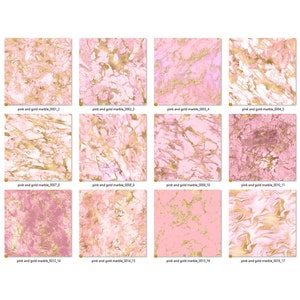 Pink and Gold Marble Digital Paper, Seamless Marble Textures With Gold ...