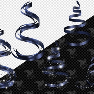 Navy Blue Ribbon Christmas Tree Clip Art - Digital Holiday Glitter Png ...