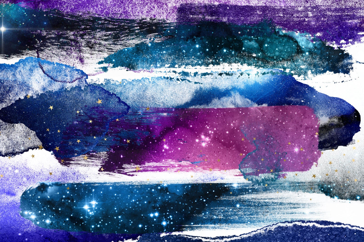 Watercolor Galaxy Paint Elements With Brush Strokes and | Etsy