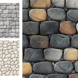 Cobblestone Textures Digital Paper, Seamless Stone Backgrounds (digital ...
