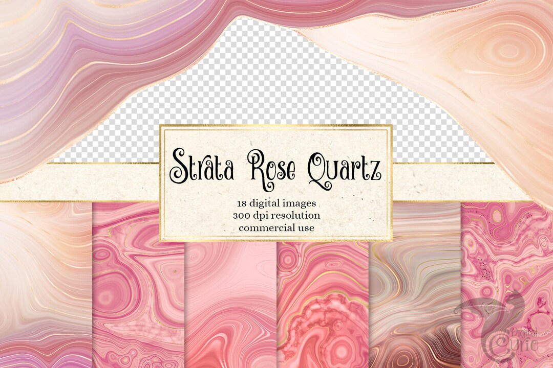 Strata Rose Quartz Digital Paper and Border Overlays Blush Pink Gold ...