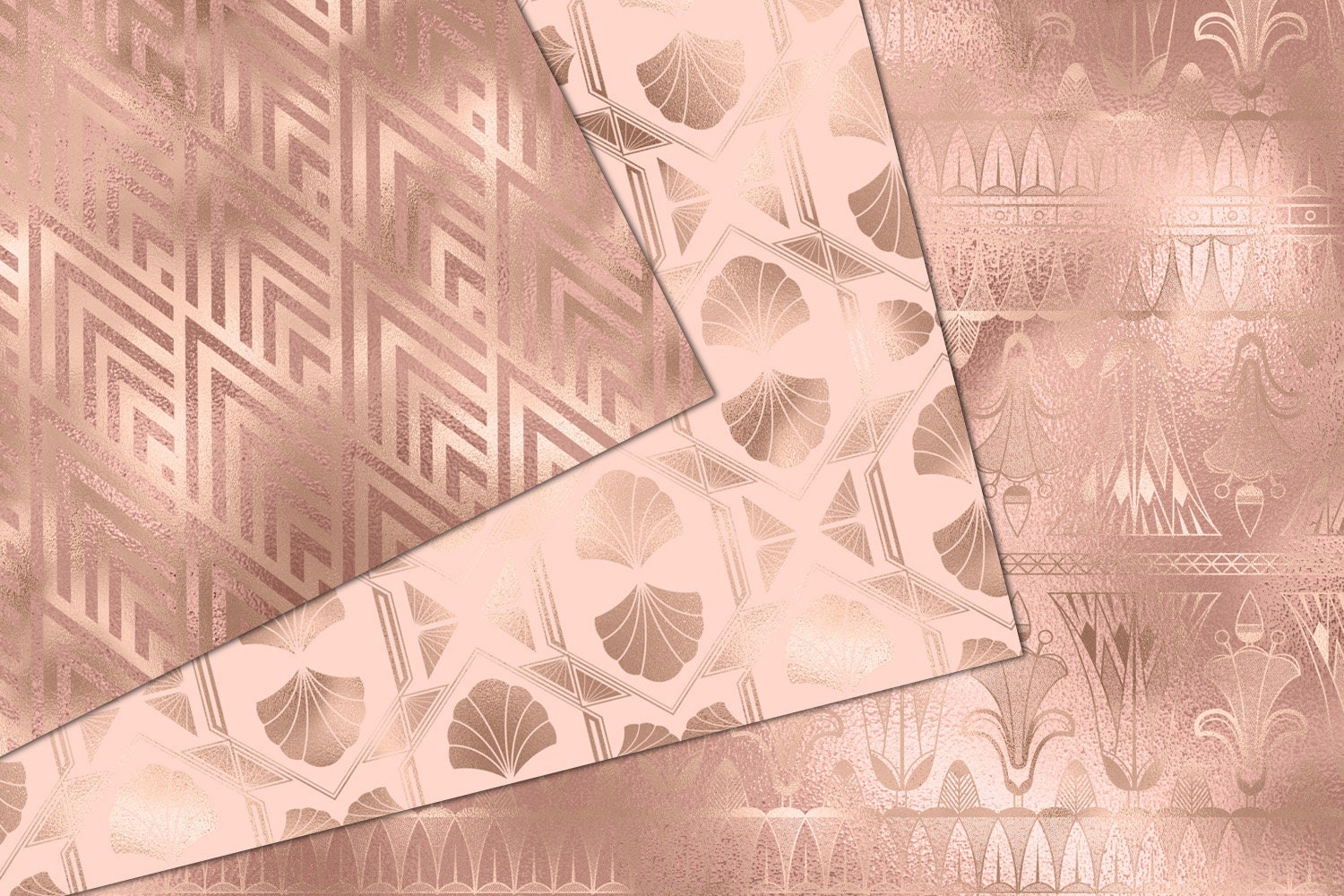 Rose Gold Art Deco Digital Paper, Seamless Patterns (digital Download ...