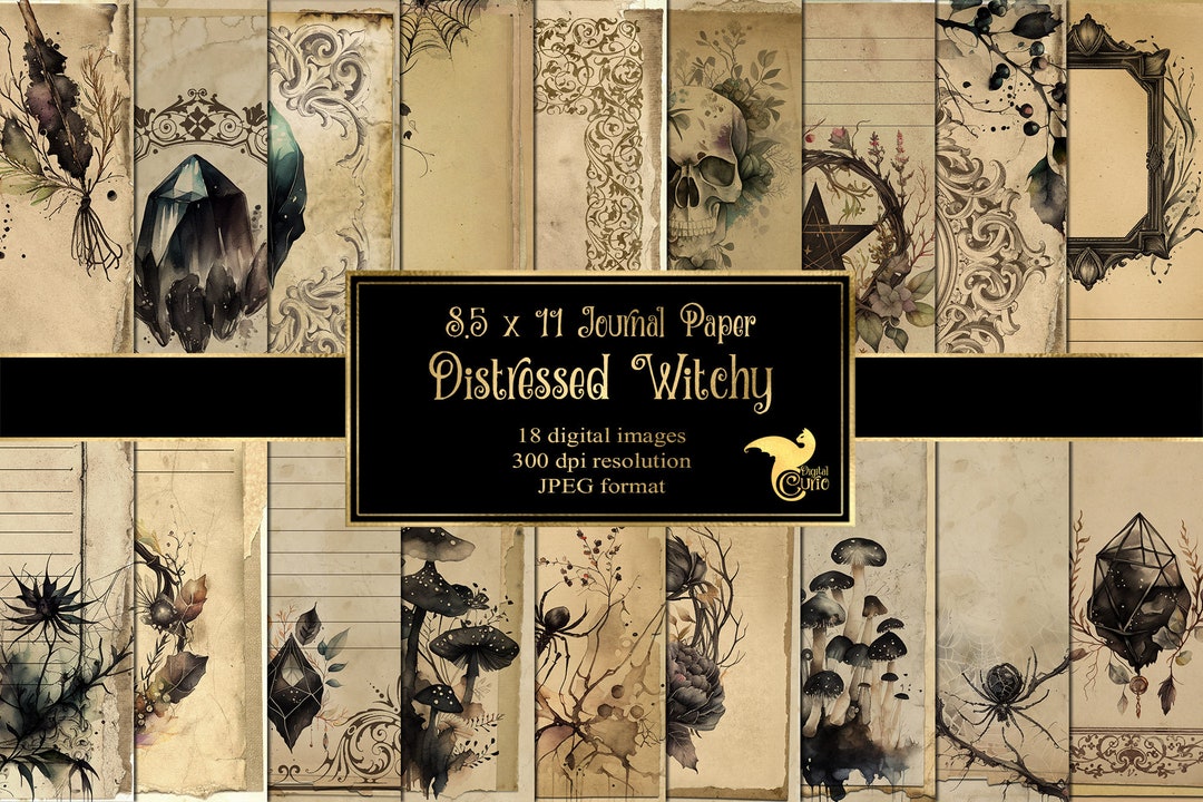 Witchy Grimoire Journal Paper, Distressed Grunge Texture (digital ...