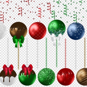 Christmas Cake Pops Clipart, Glitter Dessert Graphics (PNG, Digital ...