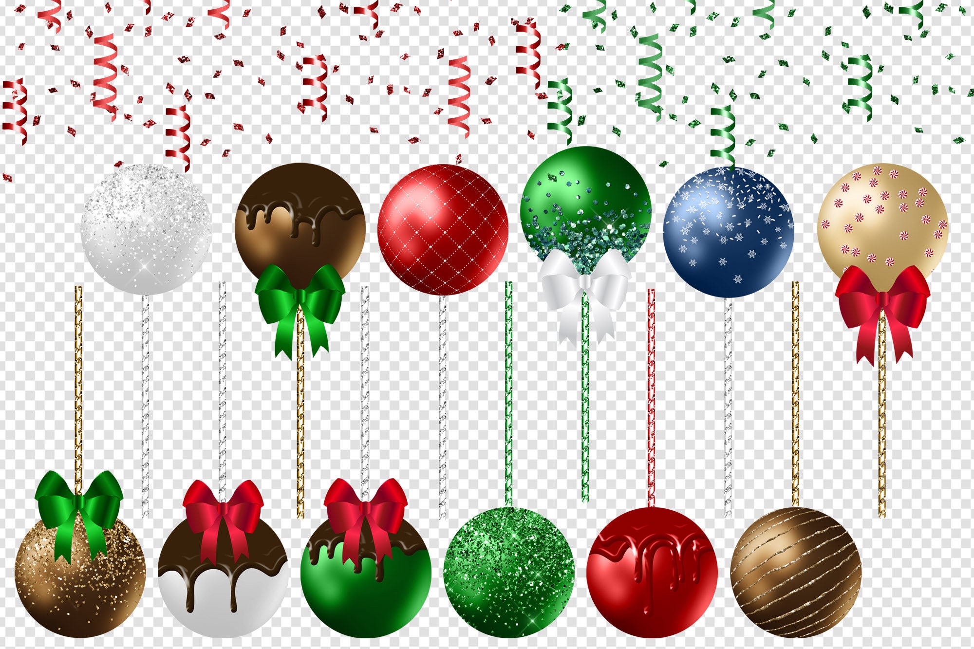 Christmas Cake Pops Clipart, Glitter Dessert Graphics (PNG, Digital ...