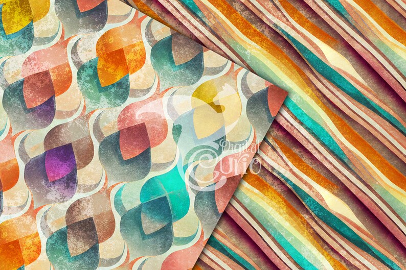 Retro Rainbow Grunge Digital Paper Seamless Printable - Etsy