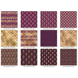 Victorian Purple and Gold Digital Paper, Ornate Seamless Patterns With ...