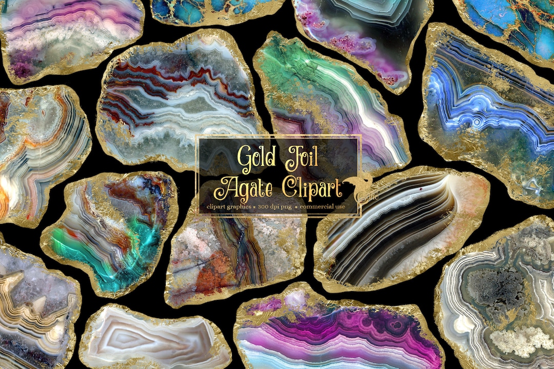 Gold Foil Agate Clipart - Agate Geode Clip Art in Png Format Instant ...