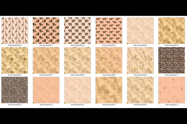 Blush Gold Animal Print Digital Paper, Seamless Safari Patterns ...
