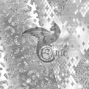 Silver Glitter Animal Print Digital Paper - Seamless Glam Luxury ...