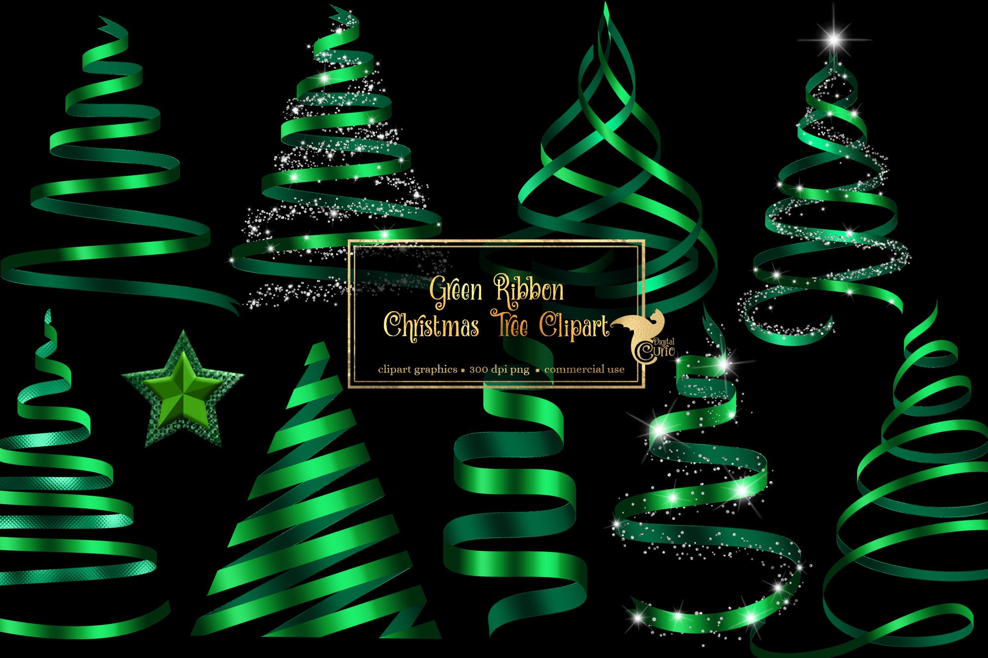 Green Christmas Ribbon Clip Art