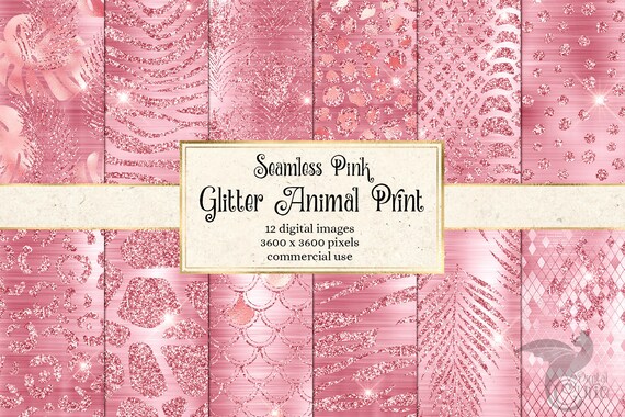 Pink Glitter Animal Print Digital Paper Seamless Glam Luxury - Etsy