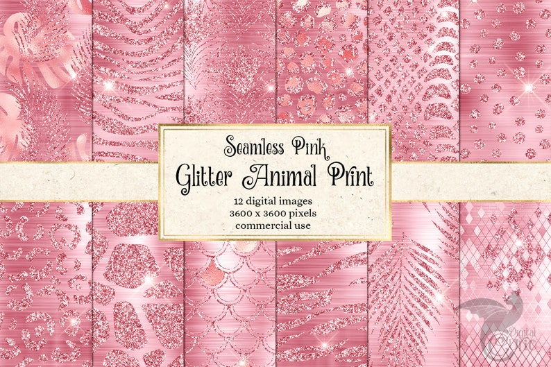 Pink Glitter Animal Print Digital Paper – Glam Seamless Textures ...
