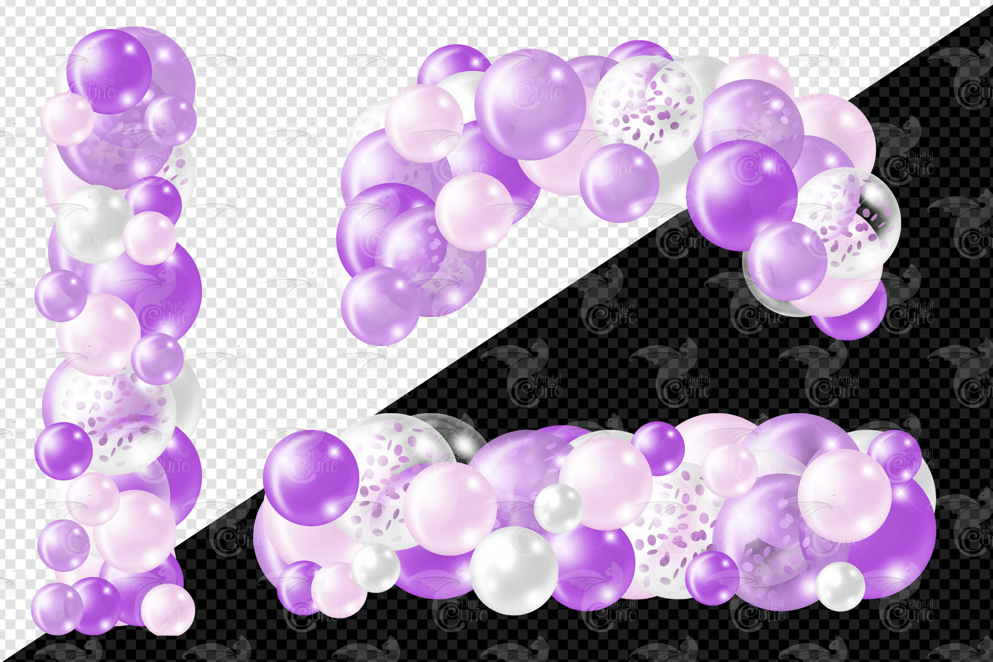 Purple Balloon Arch Clipart Glam Balloon Png Digital Overlays - Etsy UK
