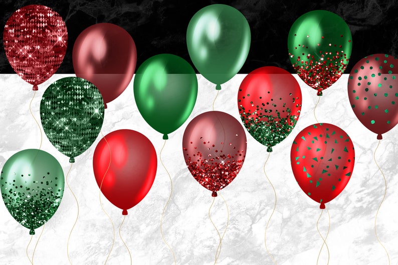 Christmas Balloons Clipart Holiday Party Clip Art Balloons - Etsy