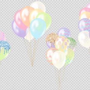 Easter Balloons Clipart, Pastel Rainbow Glitter Balloon Digital ...