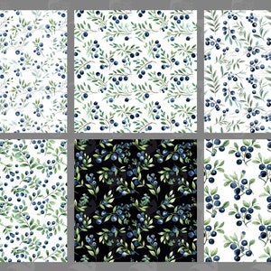 Watercolor Blueberry Digital Paper, Seamless Fruit Pattern (digital ...