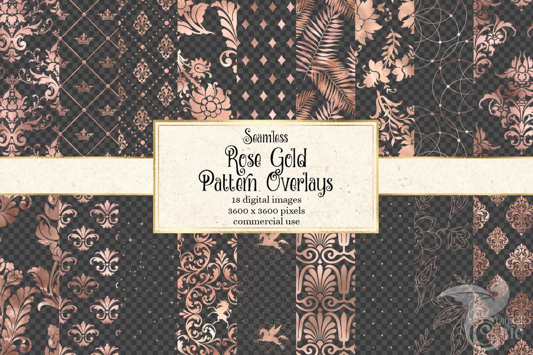 Rose Gold Pattern Overlays for Digital Paper, Seamless Patterns With ...