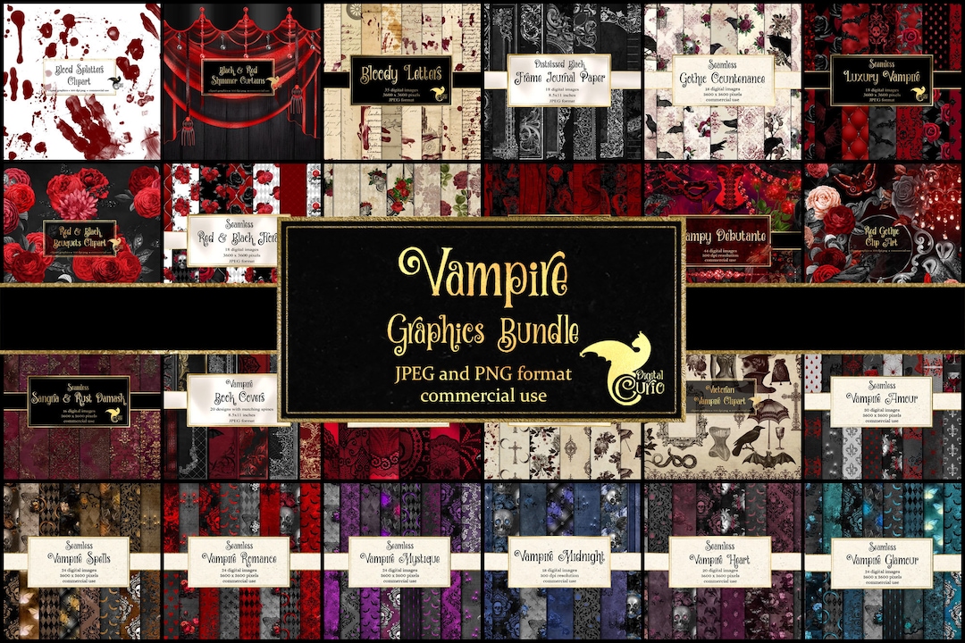 Vampire Graphics Bundle, Clipart and Digital Paper (500+ Images) - Etsy