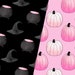 Cute Pink and Black Halloween Digital Paper, Seamless Witch and Bat ...