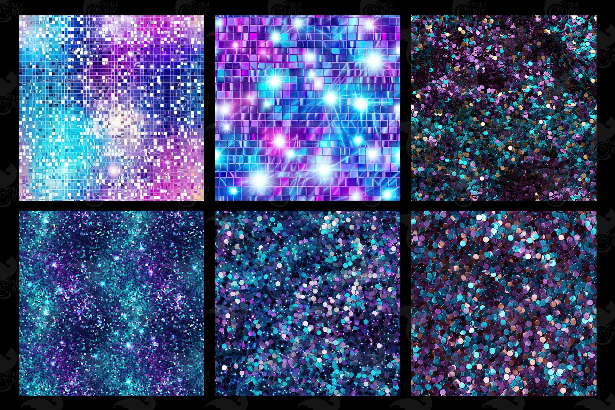 Mermaid Sparkle Digital Paper, Seamless Scale Textures (digital ...