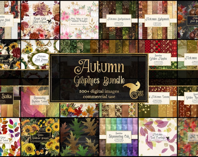 Autumn Graphics Bundle Discount Clipart and Digital Paper - Etsy