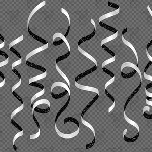 Black and White Glitter Ribbon Clip Art - Curling Ribbons in Png Format ...