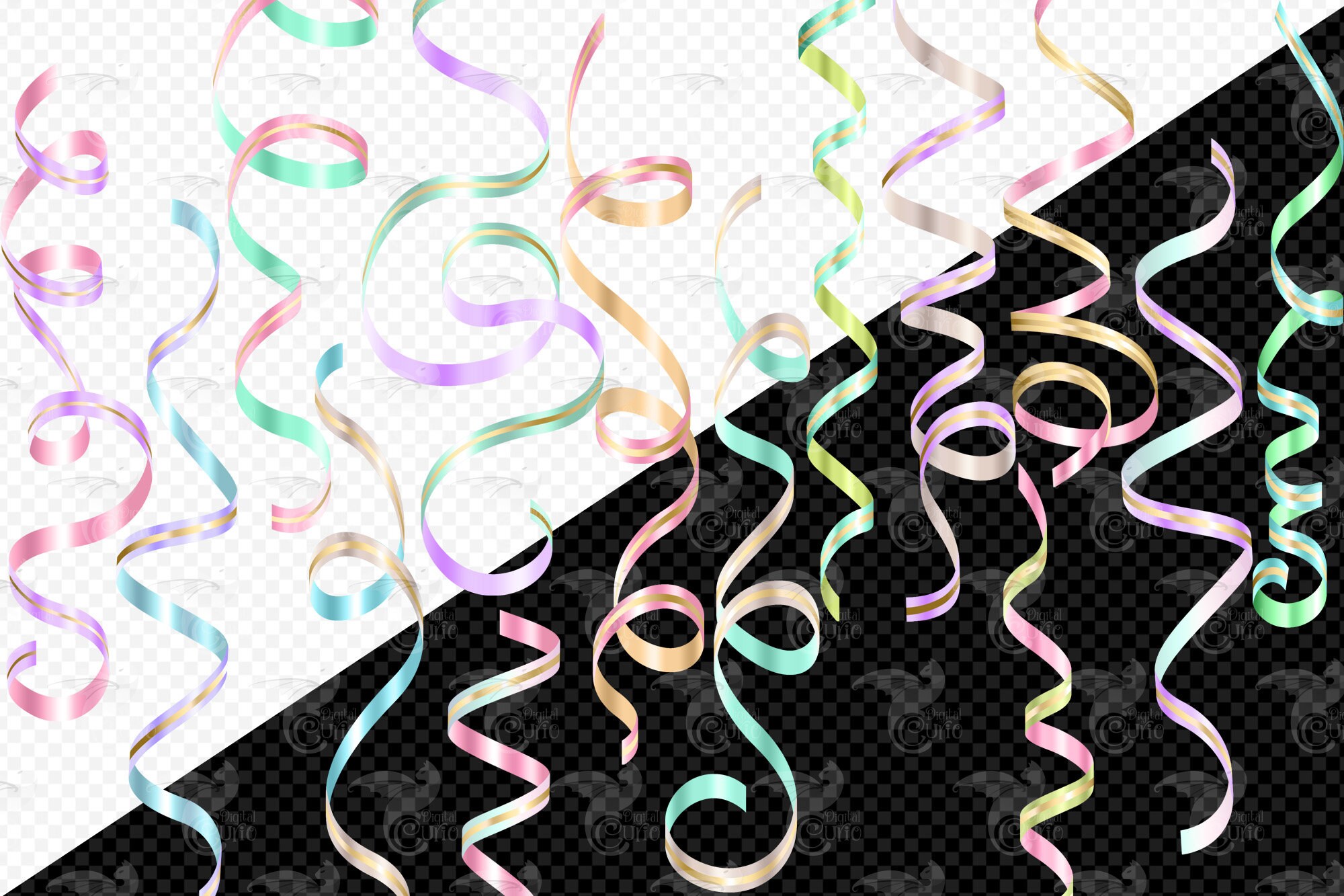 Easter Ribbon Clip Art Curling Ribbons in Png Format Instant - Etsy UK