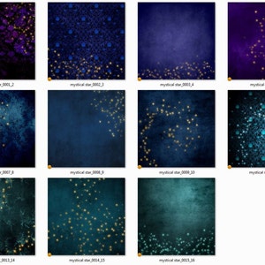 Mystical Star Backgrounds, Golden Starry Night Digital Papers ...