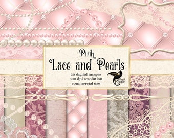 Pink and Silver Digital Scrapbooking Kit Clipart Digital | Etsy