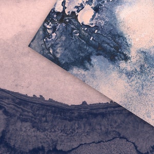 Blush and Navy Watercolor Digital Paper, Pink and Blue Ink Backgrounds ...