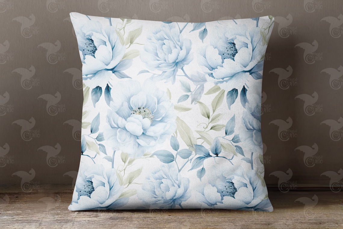 Watercolor Blue Peony Digital Paper, Seamless Floral Textures (digital ...