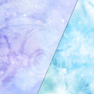 Light Blue Galaxy Digital Paper - Seamless Watercolor Textures With ...