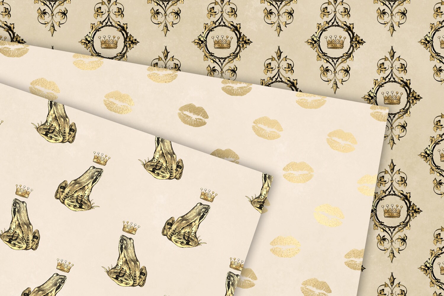 Ivory and Gold Princess Digital Paper, Seamless Printable Patterns ...
