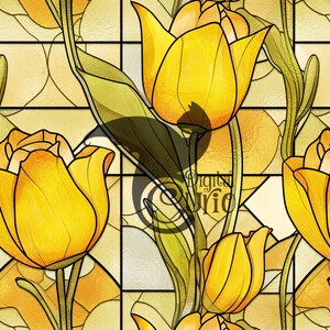Yellow Stained Glass Digital Paper, Seamless Printable Textures ...