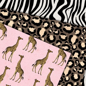 Kraft Safari Digital Paper, Rainbow Paper Textures and African Animal ...