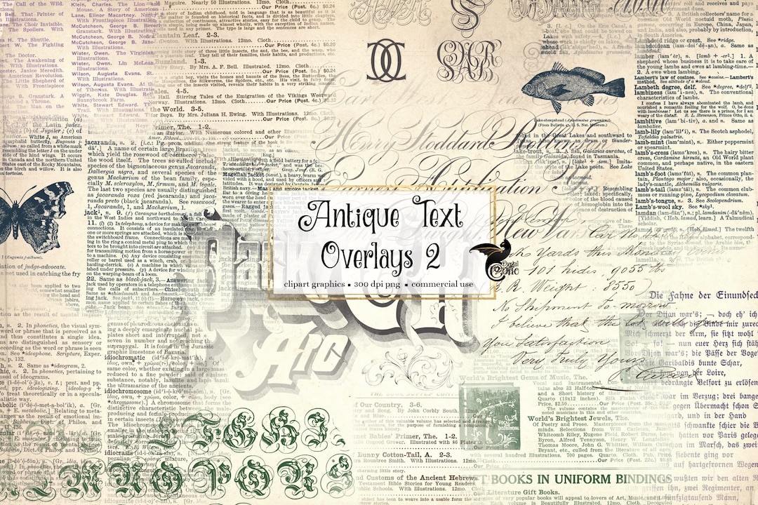 Antique Text Overlays, Handwriting Clipart (PNG Digital Download) - Etsy