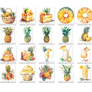 Watercolor Pineapple Clipart - Digital Png Tropical Fruit Graphics for ...